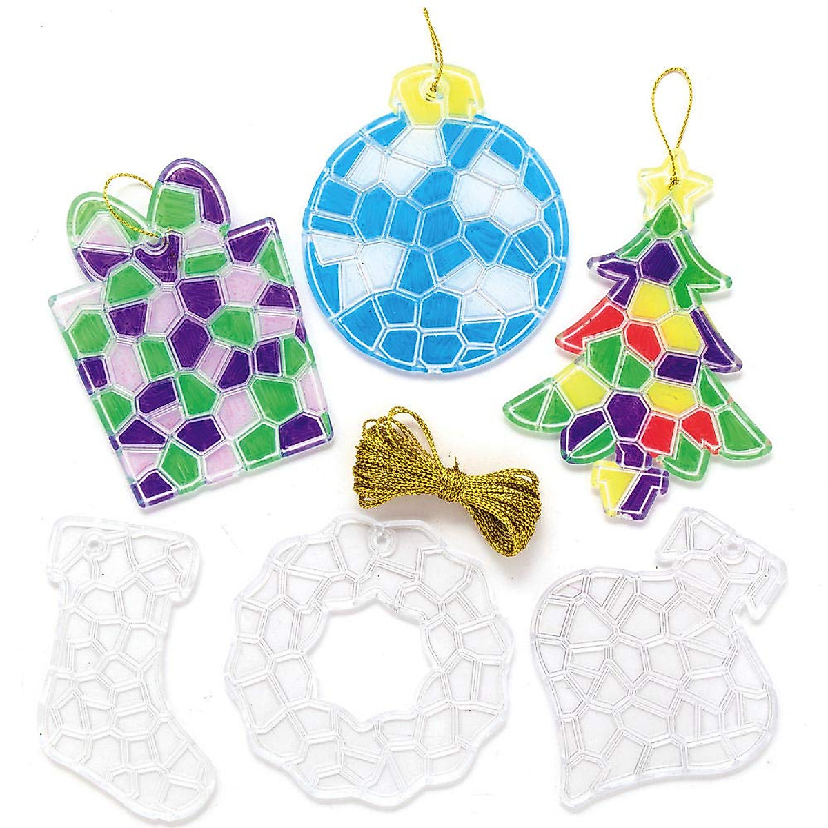 Baker Ross AX570 Christmas Crystal Mosaic Decorations - Pack of 10, Acrylic Festive Suncatchers for Creative Art and Craft Activities, to Make and Decorate.