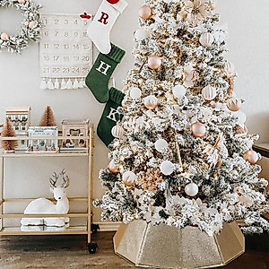 Blissun Fabric Christmas Collar, Glittering Tree Ring, Willow Skirt for Tree Decorations (Glitter Gold)