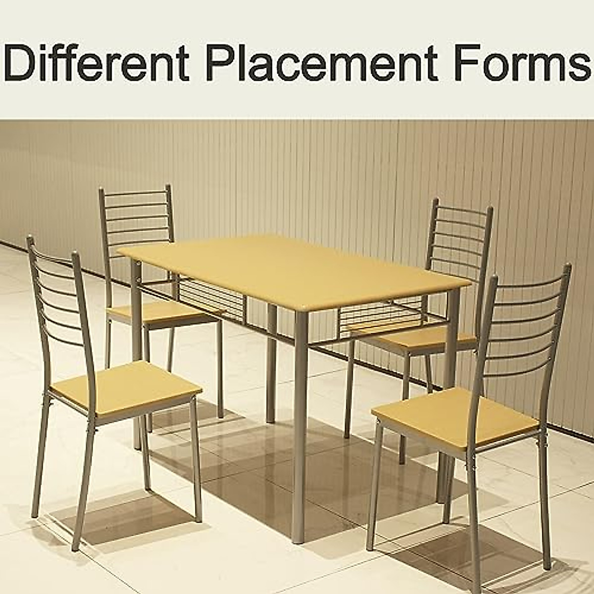 DURISO 5-Piece Dining Table Set Wood and Metal for 4, Dining Room Table Set for 4, Suitable for Kitchen, Dining Room, Space-Saving Kitchen Table Set