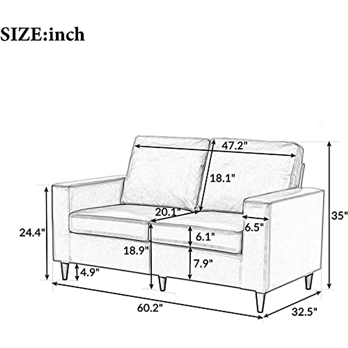 DNYN Convertible Sleeper Futon Sofa with 2 Pillows, Velvet Tufted Couch w/Metal Legs and Adjustable Backrest, for Apartment Office Small Space Living Room Furniture, Black