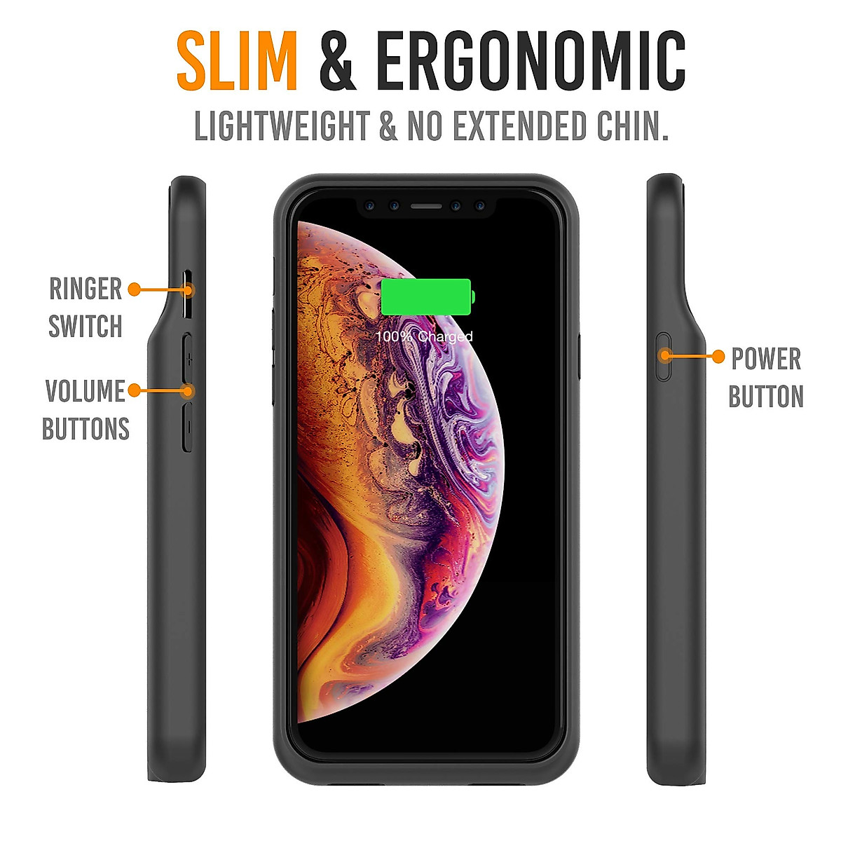 Alpatronix iPhone 11 Pro Battery Case (5.8 inch), 5000mAh Slim Portable Protective Extended Charger Cover with Wireless Charging Compatible with Lightning Audio and CarPlay - BXXI Pro – Matte Black