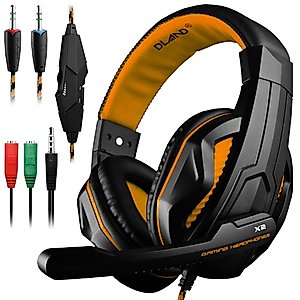 Gaming Headset,DLAND 3.5mm Wired Bass Stereo Noise Isolation Gaming Headphones with Mic for Laptop Computer, Cellphone, PS4 and so on- Volume Control (Black and Orange)