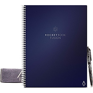 Rocketbook Fusion Smart Reusable Planner,Calendar,And Note Template Pages,Pack Of 2 (Blue & Gray) Reusable Notebooks (8.5" X 11") With 2 Pilot Frixion Pens & 2 Microfiber Cloths Included