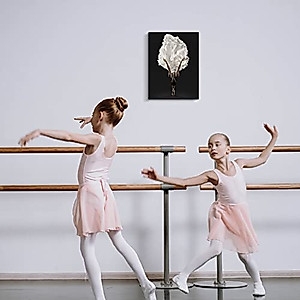 Pinetree Art Yoga Dance Room Wall Decor Black and White Ballet Dancers Poster Canvas Print Artwork for Girls Room Dance Studio Decoration (black and white, 12"x16")