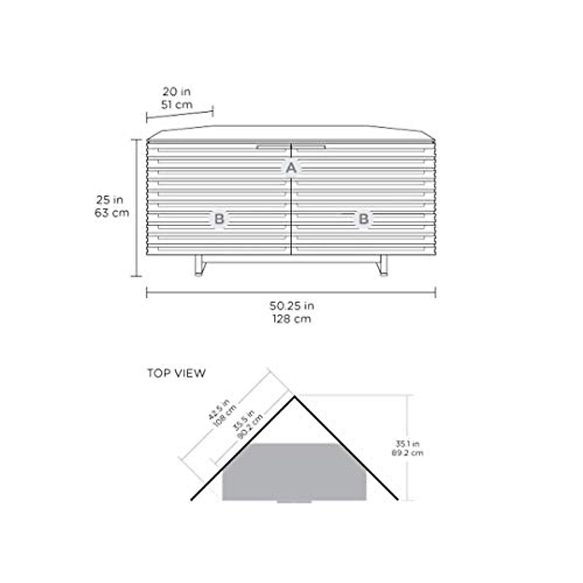 BDI Corridor 8175 Corner Media Cabinet, Charcoal