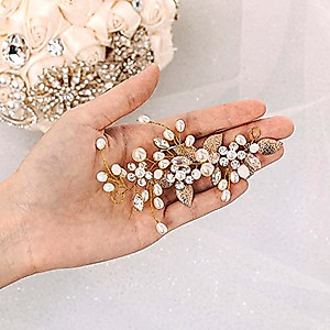 Gorais Bride Wedding Hair Vine Pearl Bridal Headpieces Leaf Hair Accessories for Women and Girls