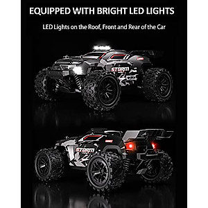 LARVEY 1:18 Scale 4WD Off-Road 40KM/H High Speed Remote Control Car, All Terrains Remote Control Truck with LED Lights, 2.4GHz Remote Control, rc Cars for Boys Age 8-12