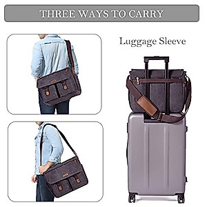VASCHY Messenger Bag for Men, Water Resistant Canvas 14inch Laptop Shoulder Commuter Bag for Men and Women Dark Gray