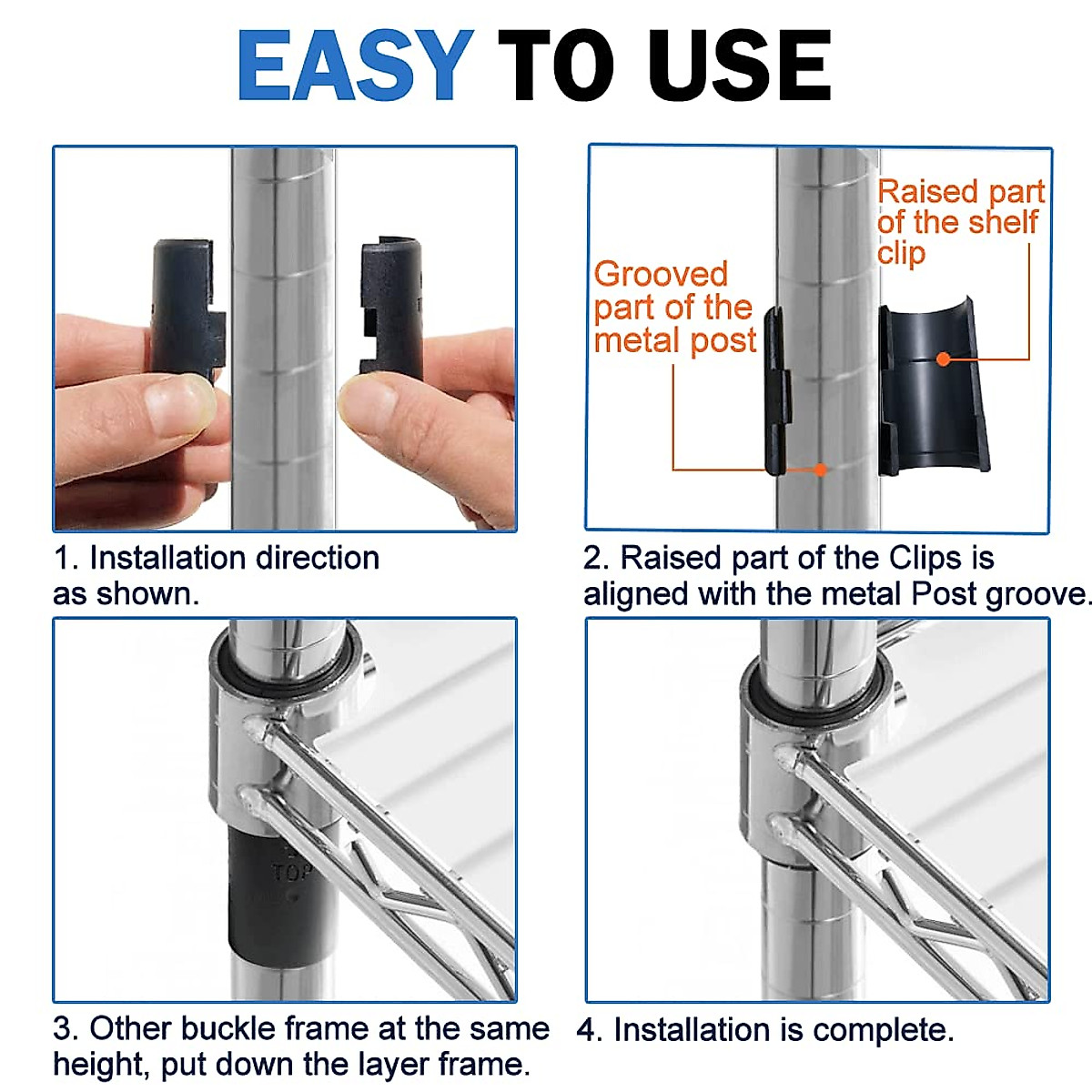 Wire Shelf Clips - 28 Pack Plastic Metal Shelf Clips, 1 Inch Wire Shelf Clips for 1" Post, Black Wire Shelving Clips- Shelving Sleeves Replacements for Wire Shelving System (14 Pairs)