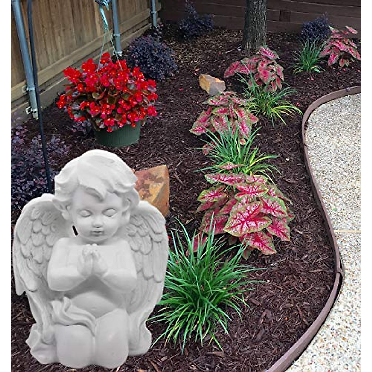 Kneeling Praying Cherub Angel Statue Figurine Indoor Outdoor Home Garden Guardian Decorative Church Boy Girl Baptism Wings Angel Statue Sculpture Memorial Statue, White, 6.25" x 5"