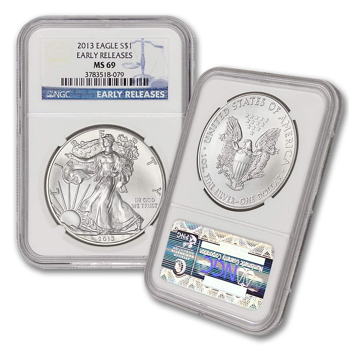 2013 1 oz American Silver Eagle Coin MS-69 (Early Releases) $1 NGC MS69