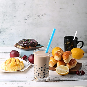 [Individually Wrapped] ANGLED TIPS 100 Pcs Disposable Jumbo Smoothie Straws, Wide Multi Colors Milkshakes Plastic Drinking Straws, BPA FREE (8.27" Long and 0.43" Diameter)