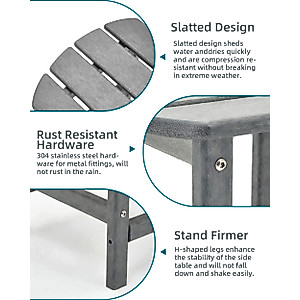 Adirondack Side Table, Outdoor Side Table Weather Resistant HDPE Small Patio Table for Indoor Outdoor (Oval Table, Grey)