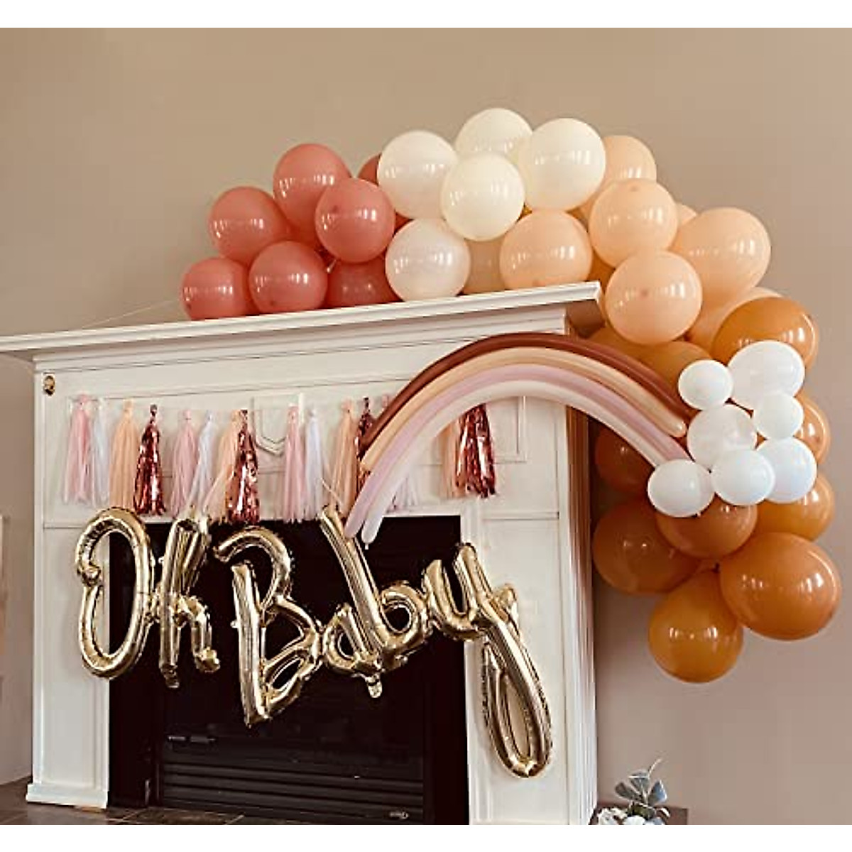 Boho Balloons Pink Blush Balloons, 62Pcs 12Inch Blush Pink Brown White Balloons For Girls Baby Shower Garden Tea Party Bachelorette Birthday Wedding Decorations