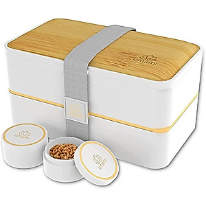 Umami Bento Box Adult Lunch Box with Utensils, 40 oz Large, All-in-One Meal Prep Compartment Lunch Box Containers for Men/Women, Cute Leak Proof Bento Box, Lunch Organizer