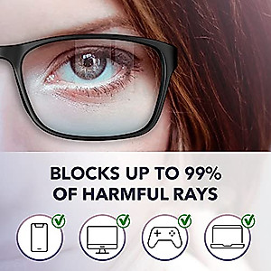 Stylish Blue Light Blocking Glasses for Women or Men - Ease Computer and Digital Eye Strain, Dry Eyes, Headaches and Blurry Vision - Instantly Blocks Glare from Computers and Phone Screens w/Case