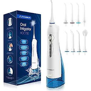 Hangsun Water Flosser Professional Cordless Rechargeable Dental Oral Irrigator Water Jet for Teeth Braces Care with 8 Jet Tips for Travel and Home Use