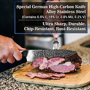 Deccasa 8 Inch Professional Chef's Knife - High Carbon German Stainless Steel Blade - Ergonomic Pakkawood Handle - Super Sharp for Precision Cooking - Gift Box Included