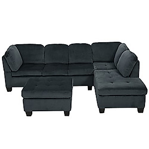 Christopher Knight Home Canterbury Fabric Sectional Set, Charcoal