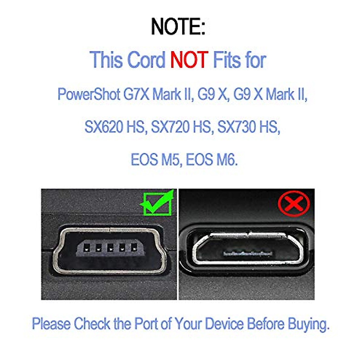 10FT Long USB Charger Cable for Canon Camera Mini USB Data Transfer Cable for Canon Rebel T3i/PowerShot/EOS/DSLR Camera Cords, PS3/Slim/PS Move Controller Charger Cord