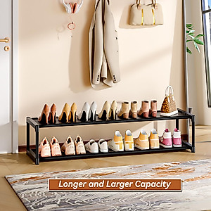 LUKYTOWER Long Shoe Rack Organizer 2 Tier Shoes Rack Storage Organizer for Closet Entryway Short Wide Sturdy Shoe Storage Racks Holder Low Shoe Shelf Free Standing Shoe Racks Garage12-13Pairs