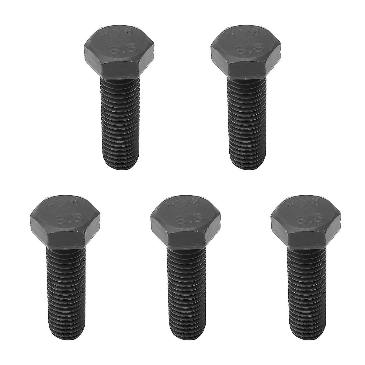 Aicosineg 5Pcs M12 x 40mm Carbon Steel Grade 8.8 External Hex Head Screw Bolts Metric Thread Hexagon Bolts Fastener Hex Bolts for Home Office Hardware Furniture Machinery Black