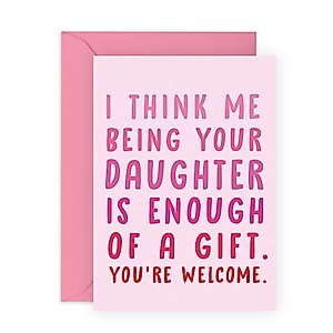CENTRAL 23 Mom Birthday Cards from Daughter - Funny Dad Birthday Cards - 'Me Being Your Daughter - Father’s Day Card - Dad Gifts from Daughter - Comes With Fun Sticker