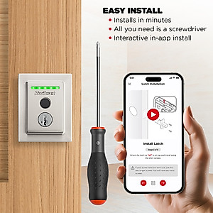 Kwikset Halo Touch Contemporary Square Wi-Fi Fingerprint Smart Lock No Hub Required featuring SmartKey Security in Satin Nickel (99590-003)