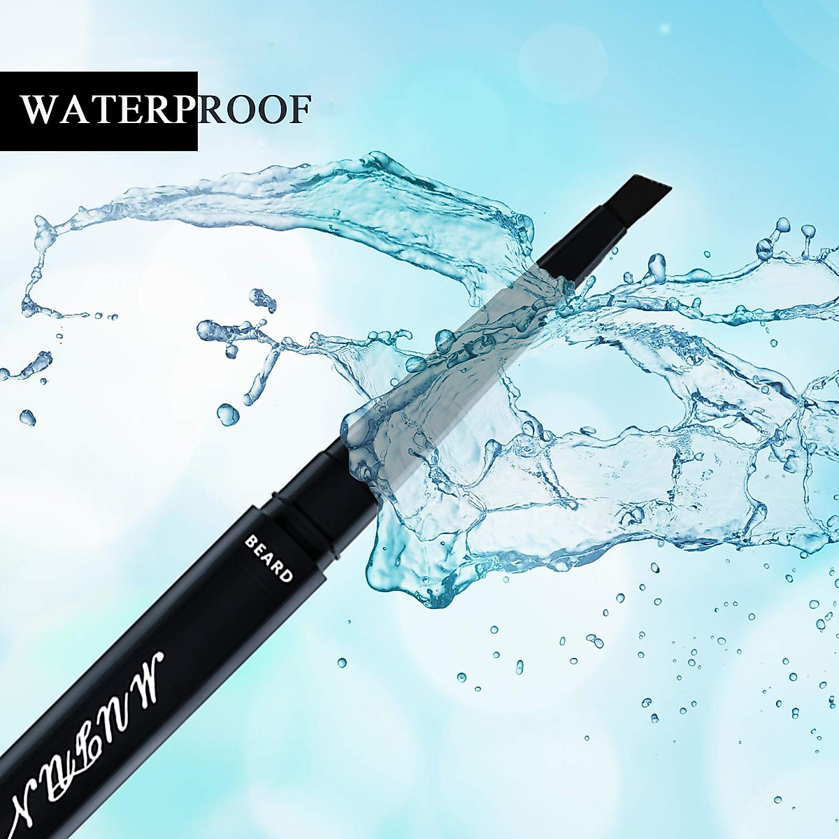 Beard Pencil Filler for Men - Water Resistance, Sweat Proof, Long Lasting & Natural Finish barber Pencil, Mustache Repair Shape, Two Pencil Replacement Tip(BLACK)