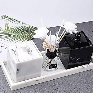 TOPBATHY 2pcs Black Qtip Dispenser Apothecary Jars Bathroom Vanity Q Tip Holder Storage Canister Jar for Cotton Swab Cotton Ball Hair Band Resin Marble Grain