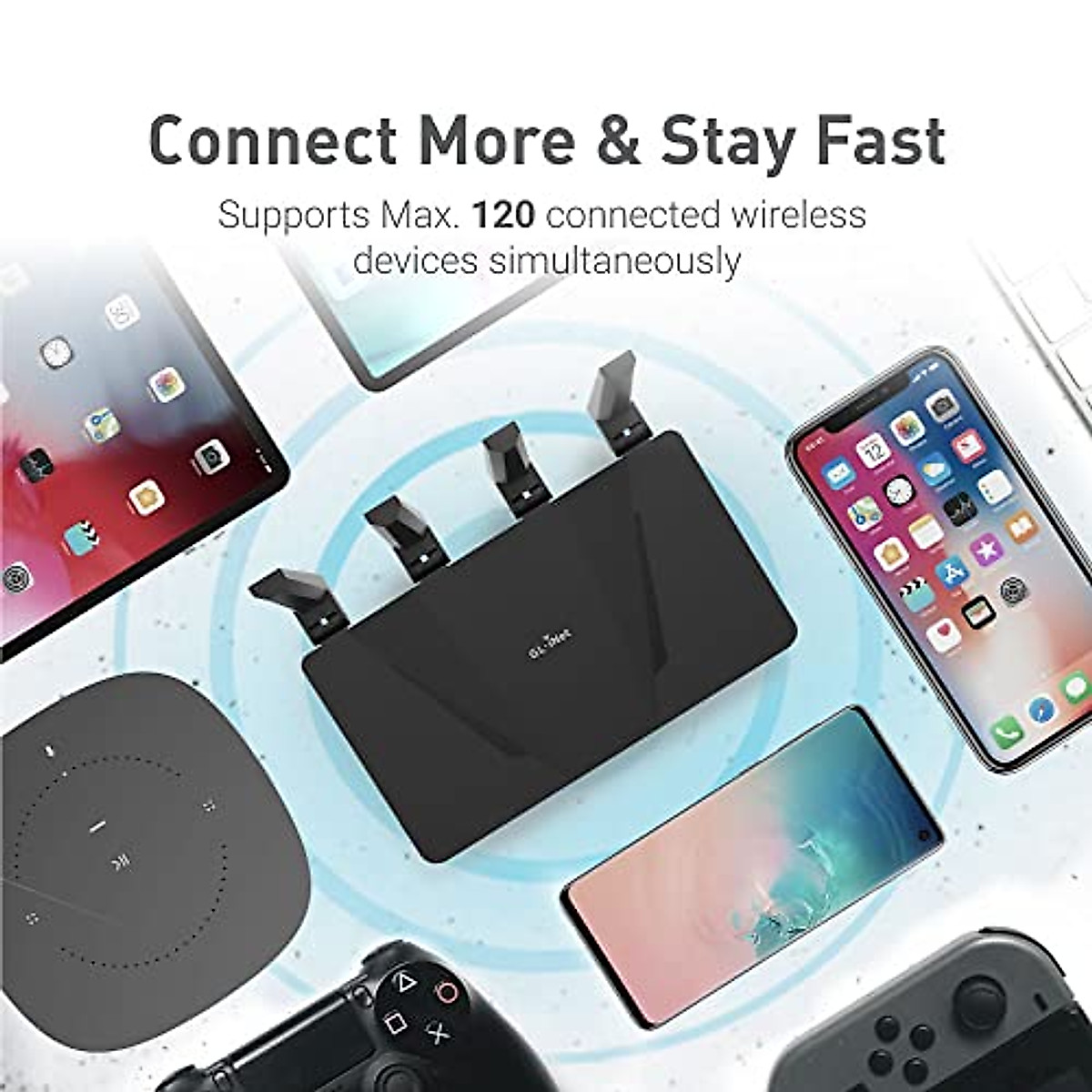 GL.iNet GL-AX1800(Flint) WiFi 6 Router -Dual Band Gigabit Wireless Internet Router | 5 x 1G Ethernet Ports | Up to 120 Devices | OpenVpn&WireGuard