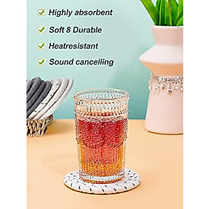 8 Pcs Absorbent Drink Coasters, 4 Styles Handmade BOHO Woven Coasters for Coffee Table, Heat-resistant Modern Cotton Coasters for Kinds of Cups Housewarming (4.3in)