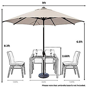Abba Patio 9ft Patio Umbrella Market Outdoor Table Umbrella with Auto Tilt and Crank for Garden, Lawn, Deck, Backyard & Pool, 8 Sturdy Steel Ribs, Beige