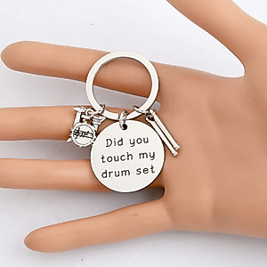 bobauna Drum Keychain Drummer Gift Did You Touch My Drum Set Percussion Jewelry Drum Player Musician Gift (touch drum keychain)