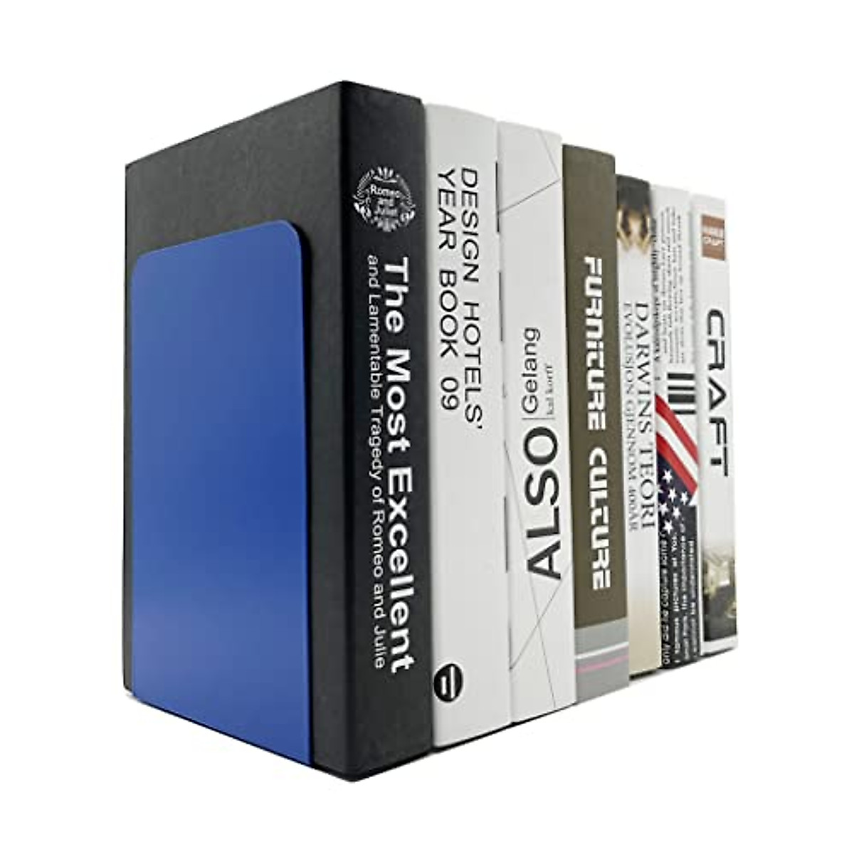 JIARI 2 Pair Book Ends, Bookends, Book Ends for Shelves, Book Shelf Holder, Metal Bookends, Book Organizer for Home Office Library (2 Pair Blue)