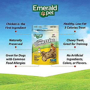 Emerald Pet Little Chewzzies Wheat Free Training Dog Treats — Healthy and Tasty Natural Dog Chews with Real Meat or Peanut Butter — Limited Ingredient Dog Treats Made in The USA — Chicken, 5 oz