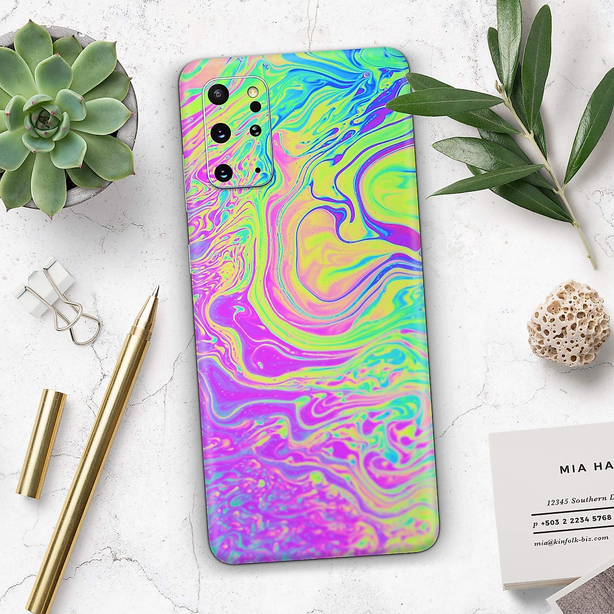 DesignSkinz Neon Color Fushion Protective Vinyl Decal Wrap Skin Cover Compatible with The Samsung Galaxy S20 (Screen Trim & Back Glass Skin)