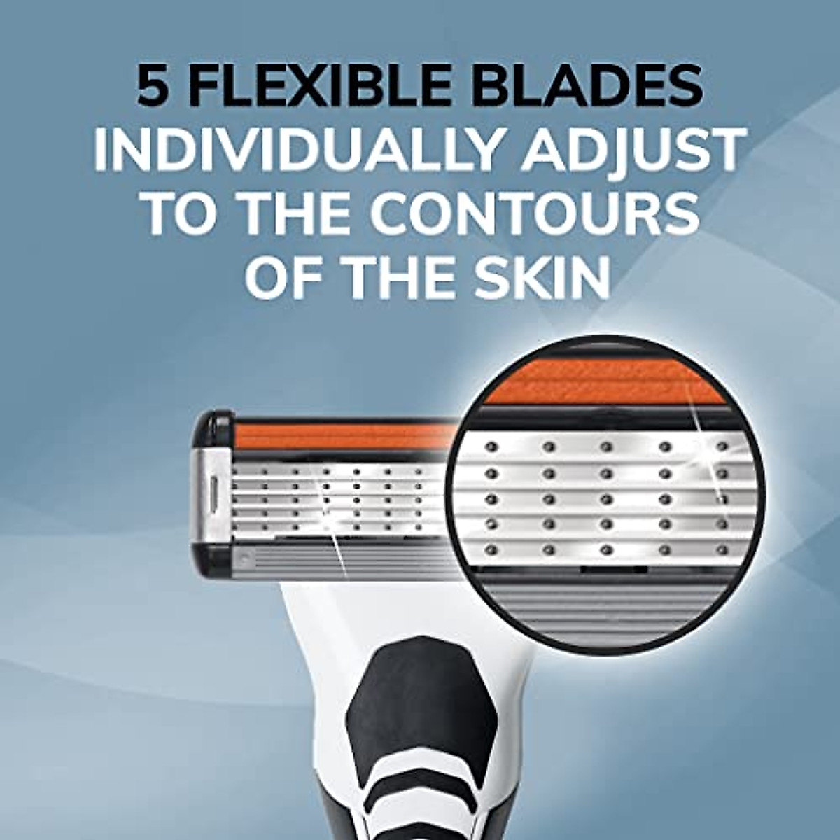 BIC Hybrid Flex 5 Disposable Razor Cartridges for Men, 5 blade razors For Sensitive Skin and a Smooth and Close Shave, Cartridge Only Set with 2 packs of 4 Cartridges each for 8 total cartridges