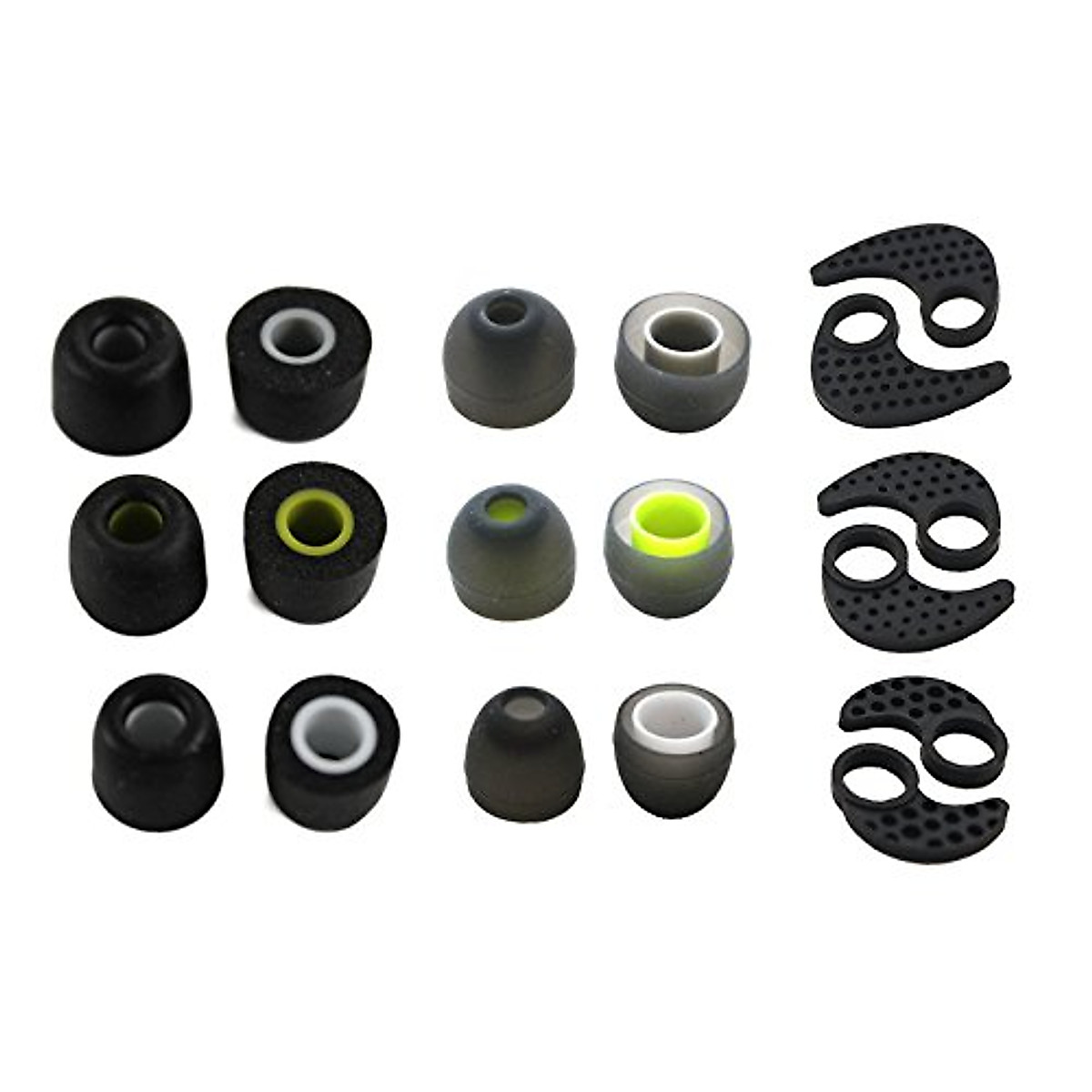 Zotech Accessory Pack for JayBird BlueBuds X, X2 & X3 Sport Headphones (3 Pair Memory Foam, 3 Pair Silicone Ear FINS & 3 Pair Silicone Rubber Replacement Earbuds, Ear Tips)