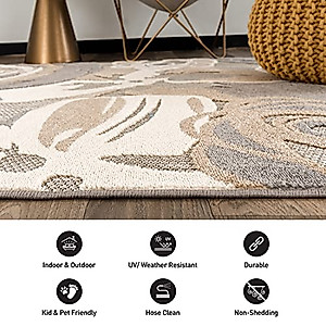 Rugshop Ravenna Modern Large Floral Flowers Indoor/Outdoor Area Rug 7'10" x 10' Gray