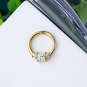 COCHARM 14K Gold Septum Ring for Women 16g Solid Gold 14K Septum Jewelry Cute Yellow Gold Helix Cartilage Earrings 14K Helix Jewelry for Women