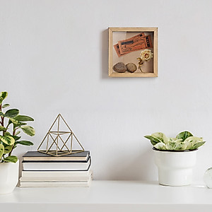 TJ.MOREE Small Shadow Box Frame 5 x 5 Shadowbox Display Case Wooden Picture Frame with Glass Wedding Memorabilia Medals Photos for Wall and Tabletop - Wood