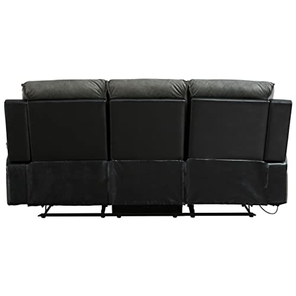 Signature Design by Ashley Woodsway Modern Faux Leather Tufted Reclining Sofa, Gray & Black