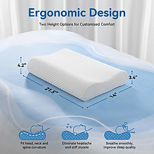 AM AEROMAX Contour Memory Foam Pillow, Cervical Pillow for Neck Pain Relief, Orthopedic Sleeping Pillows Side, Back and Stomach Sleepers.