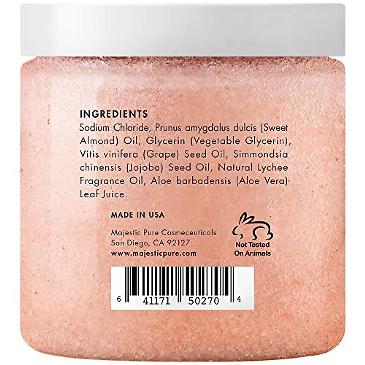 MAJESTIC PURE Himalayan Salt Body Scrub with Lychee Oil, Exfoliating Salt Scrub to Exfoliate & Moisturize Skin, Deep Cleansing - 10 oz