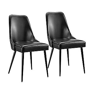 Ball & Cast Kitchen Chair Modern Upholstered Dining Chairs, Desk Chair Side Chair with Metal Legs, Black, Pack of 2