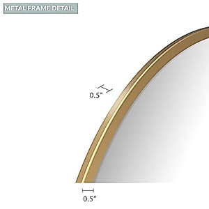 Barnyard Designs 30 inch Gold Round Mirror, Bathroom Vanity Wall Mirrors, Circle Mirror for Desk, Metal Framed Bedroom Mirror