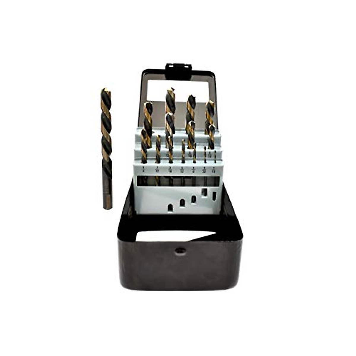 15PC Left Hand Industrial Black & Gold Drill Bit Set 135 degree split Point