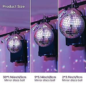 RHM 37Pcs Mirror Disco Ball Hanging, Glass Disco Ball Decor with Rope Silver Disco Party Decorations Suitable for Christmas/Birthday/Wedding/Family Party Decoration (1.9inch, 3.14inch, 3.9inch)
