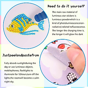 AcePyans Glow in The Dark Wall Diamond Art Stickers Kits, Wall Decor for Bedroom Living Room, Window Decals Arts and Crafts for Kids Girls Boys (Rainbow-1)